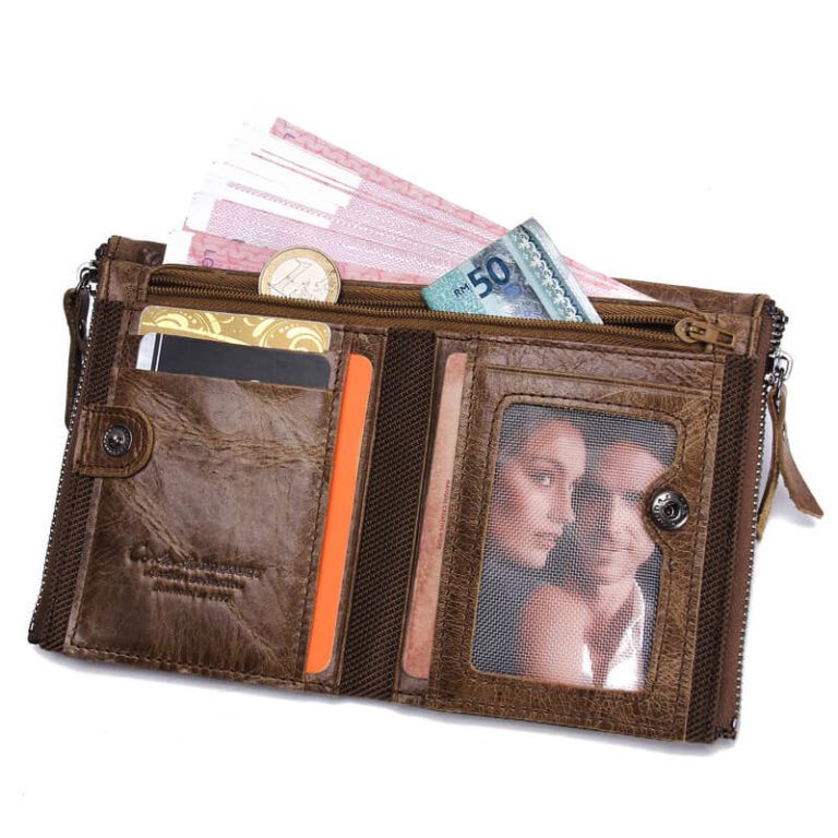 Billetera Vertical Clásica Trifold Slim 100% Cuero | Mr. Store